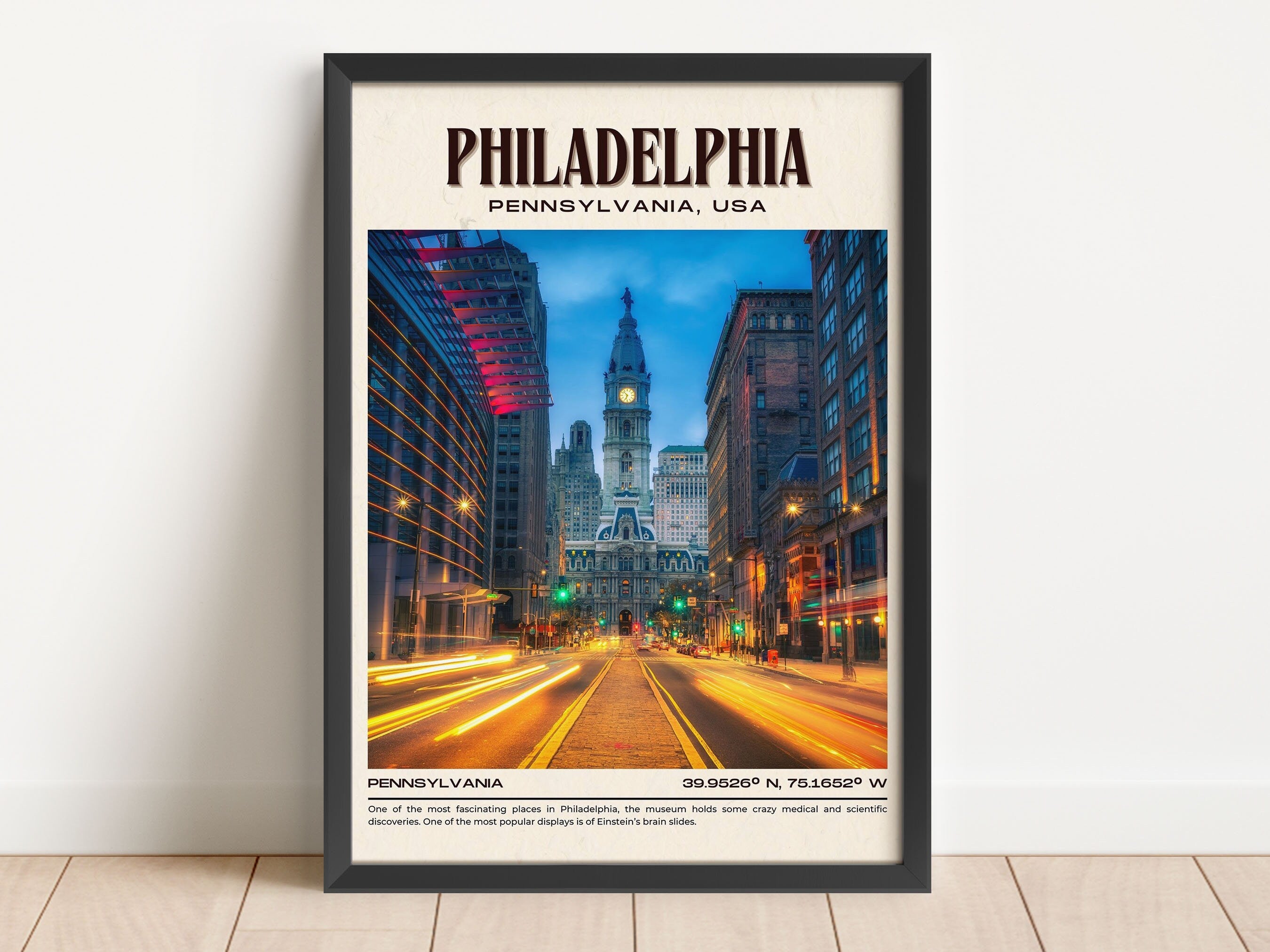 Philadelphia Vintage Wall Art, Philadelphia Canvas, Philadelphia Framed ...